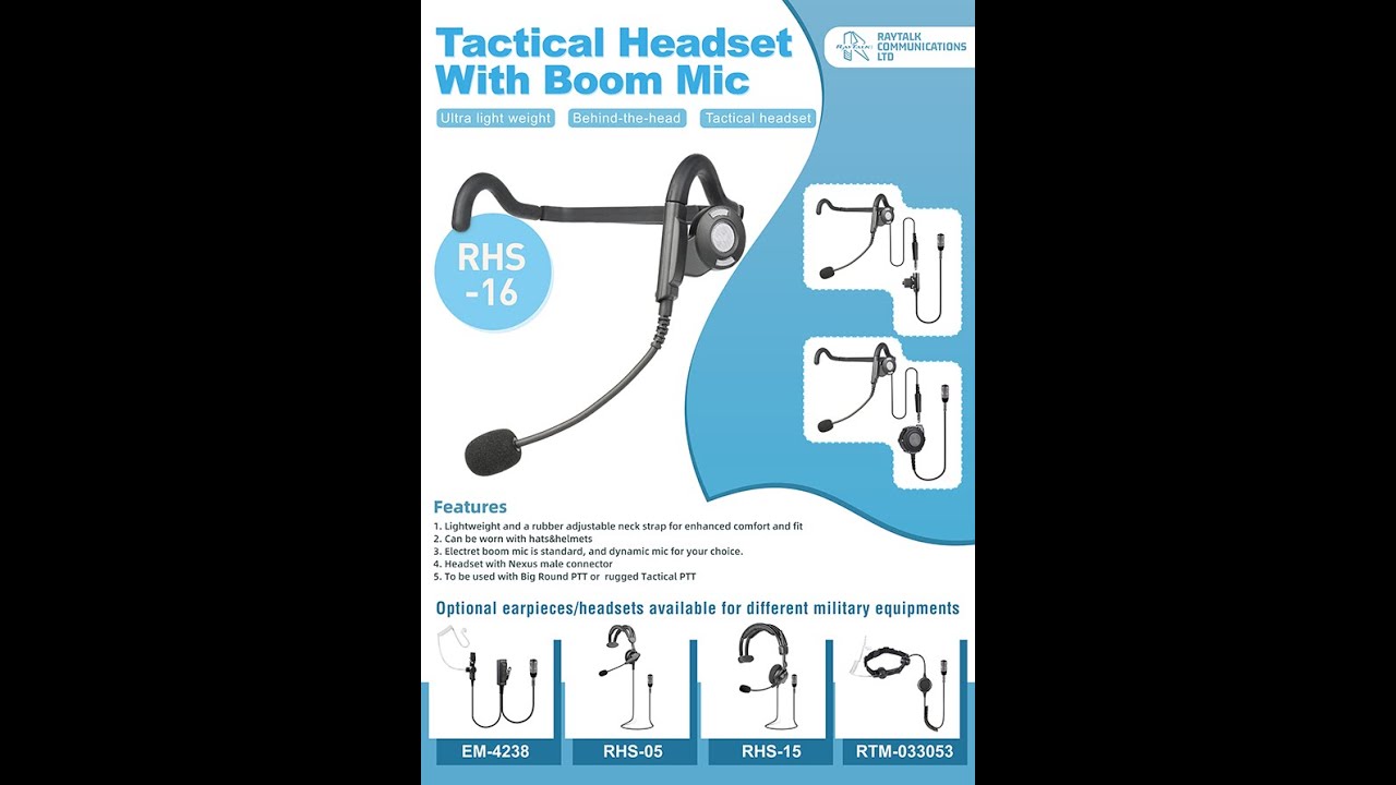 44-RHS-16 Tactical Light Weight Headset - YouTube
