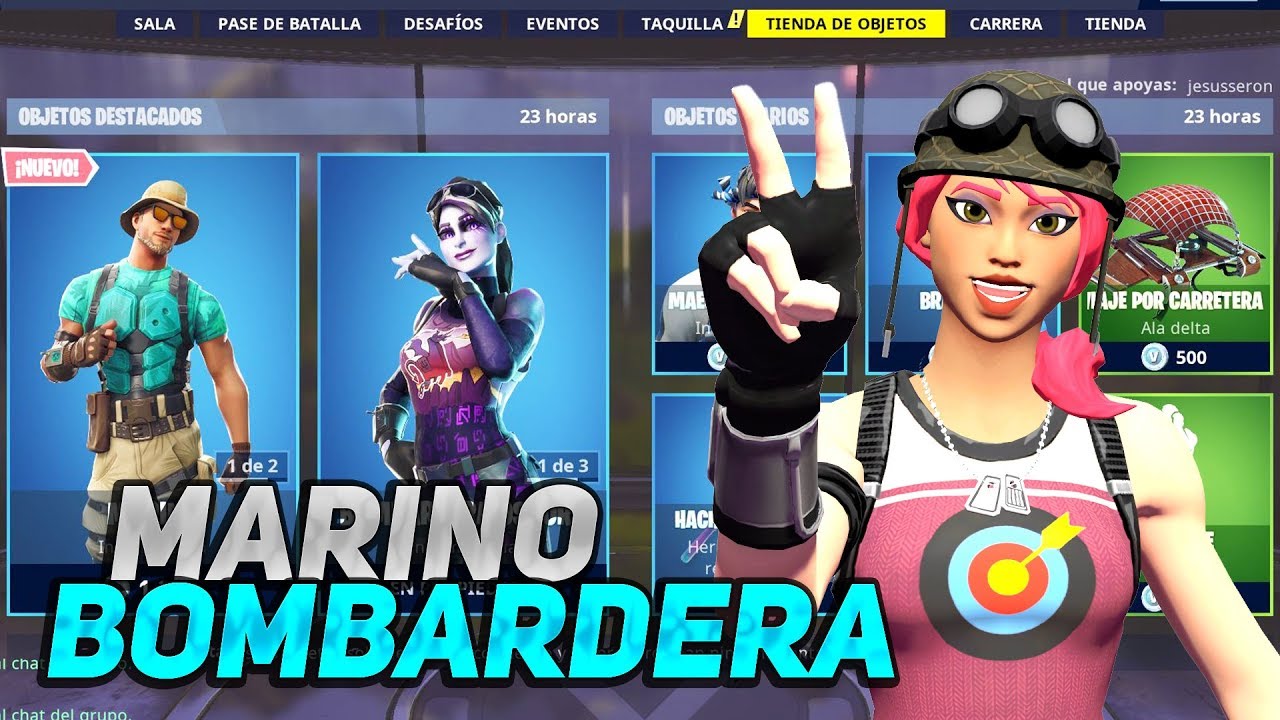 *NUEVA SKIN MARINO* Y BOMBARDERA OSCURA TIENDA FORTNITE 13 de Marzo ...