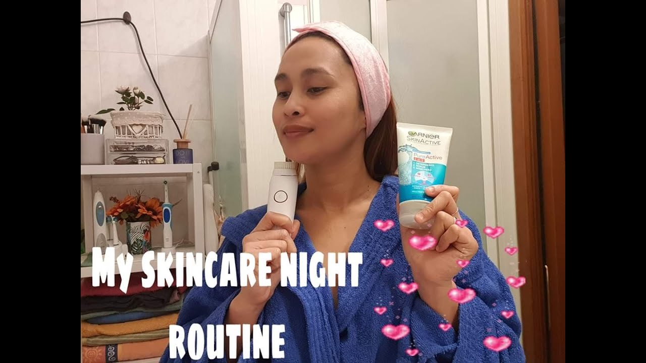 My skin care night routine /with Garnier products - YouTube