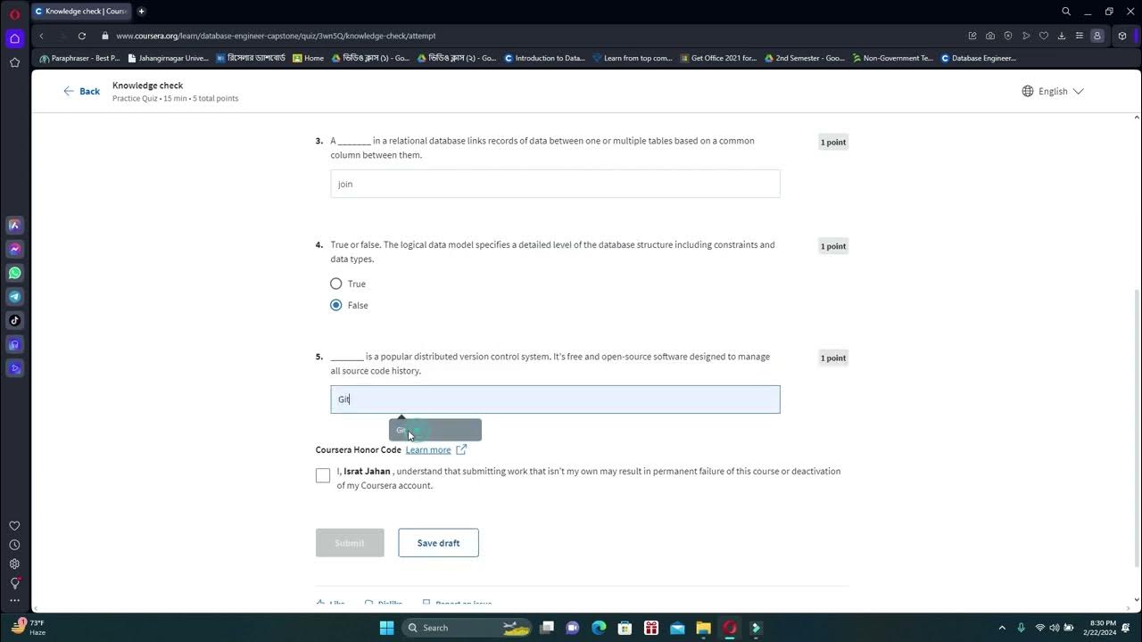 Knowledge Check Coursera Database Engineer Capstone Meta Youtube