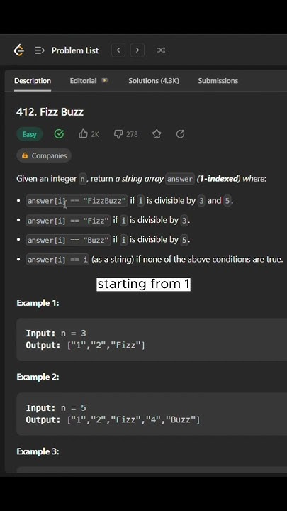 Solving The Fizz Buzz Problem Full Video Out Now Shorts Programming Leetcode Hackerrank 9460