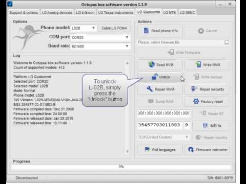 Unlock and Repair NVM of LG L02B - YouTube