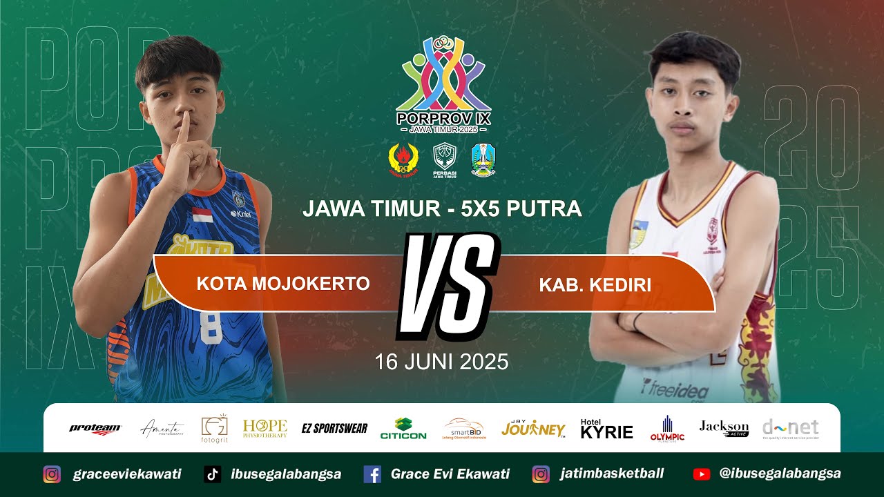 KOTA MOJOKERTO VS KAB KEDIRI PORPROV IX 2025 CABOR BASKET PUTRA - YouTube