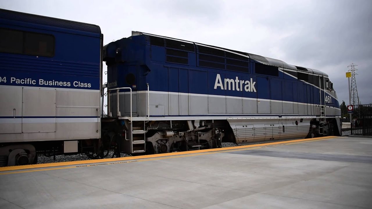 Amtrak California EMD F59PHI #461 departing Anaheim - YouTube