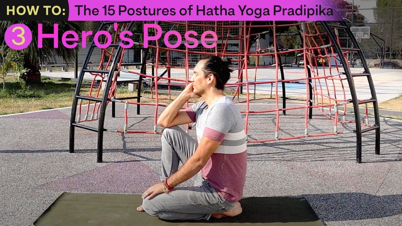 Hatha Yoga. Pose 3 - VEERASANA or hero's pose - YouTube