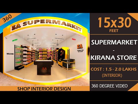 15X30 Grocery Shop | Modern Kirana Shop Interior Design Idea | Small ...