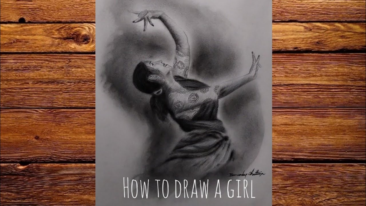 how to draw a girl // free hand drawing - YouTube