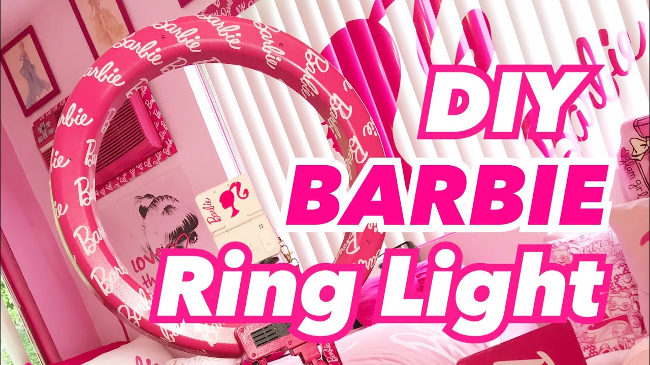 BARBIE DIY ♡ PINK RING LIGHT! Barbie Room DIY/ Barbie Ring Light - YouTube
