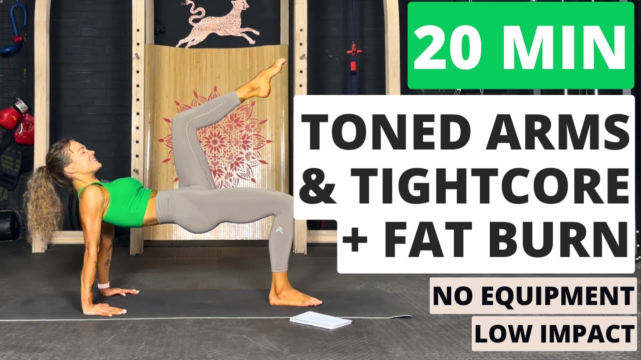 20 Min Toned ARMS & TIGHT Core + Fat Burn| No Equipment| Low Impact| beginner friendly Home ...