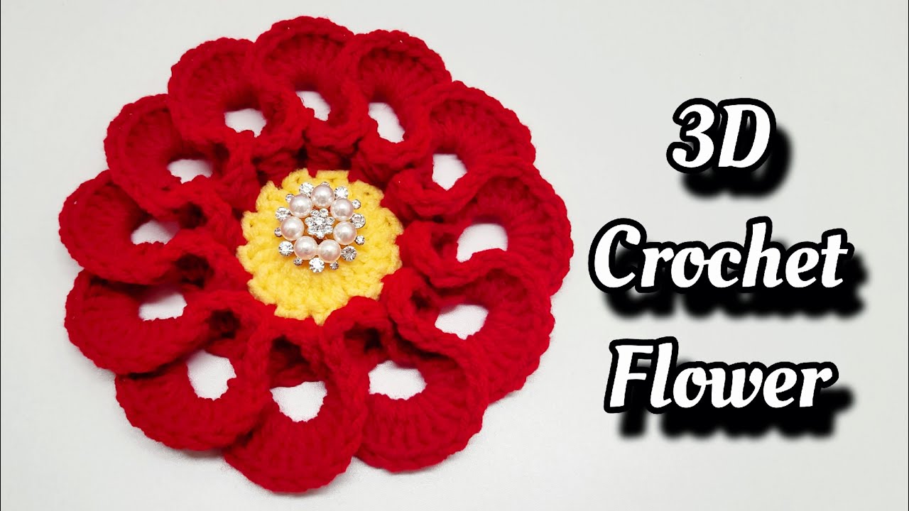 How To Crochet 3D Flower Tutorial - Quick and Easy Crochet Project ...