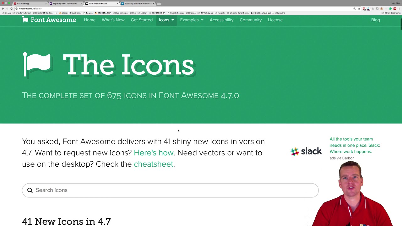 Building A Angular4 Web App S4p64 Install Font Awesome To Get Icons Youtube