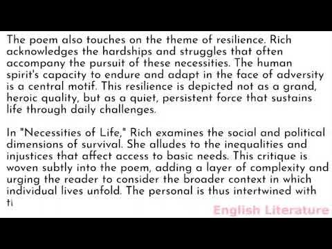 Summary and analysis of Necessities of Life by Adrienne Rich - YouTube
