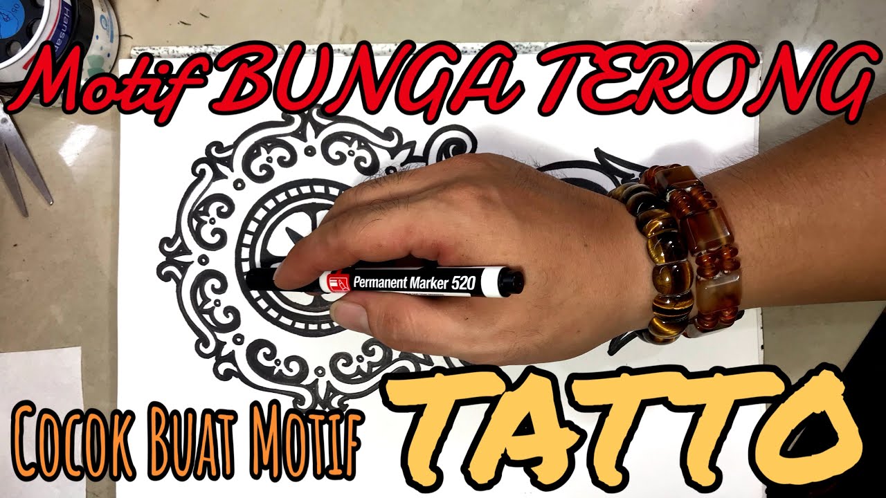 Cara menggambar Motif BUNGA TERONG cocok buat tatto di lengan . Motif ...