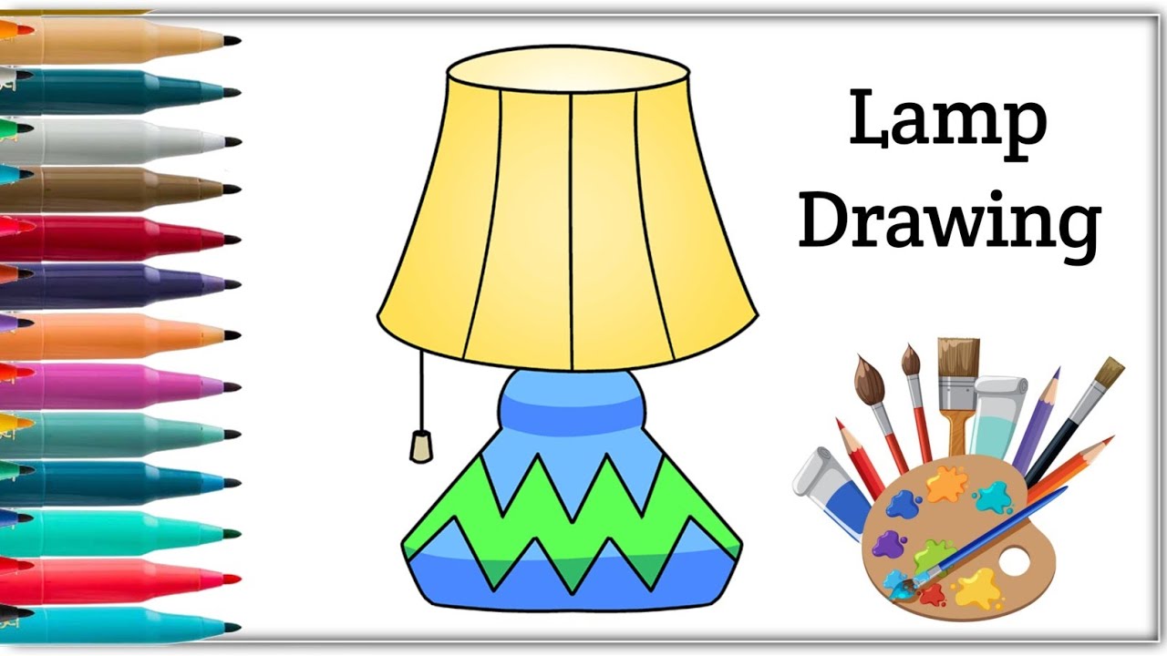 How to draw a Table Lamp step by step | Lamp drawing for kids | How to ...
