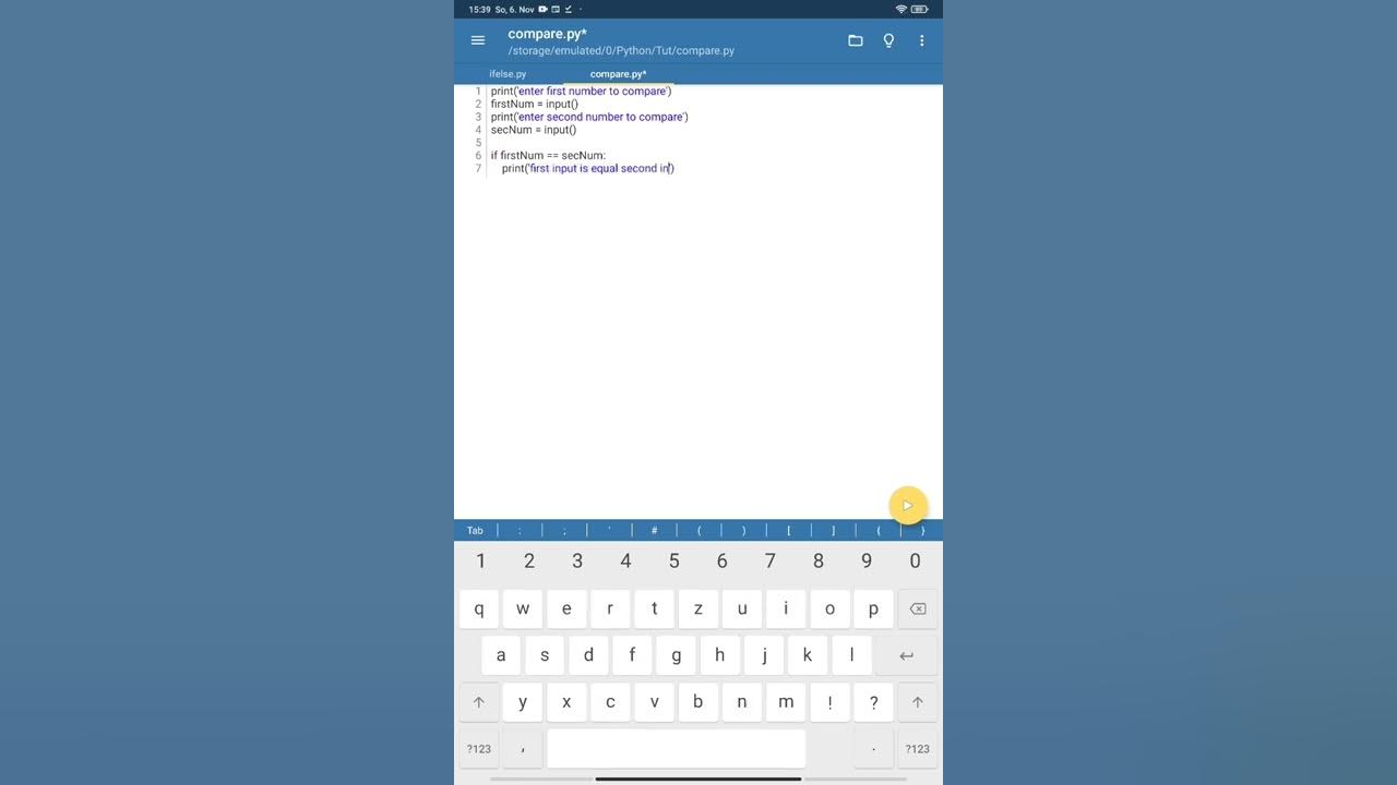 Python Android emu: Compare 2 inputs - YouTube