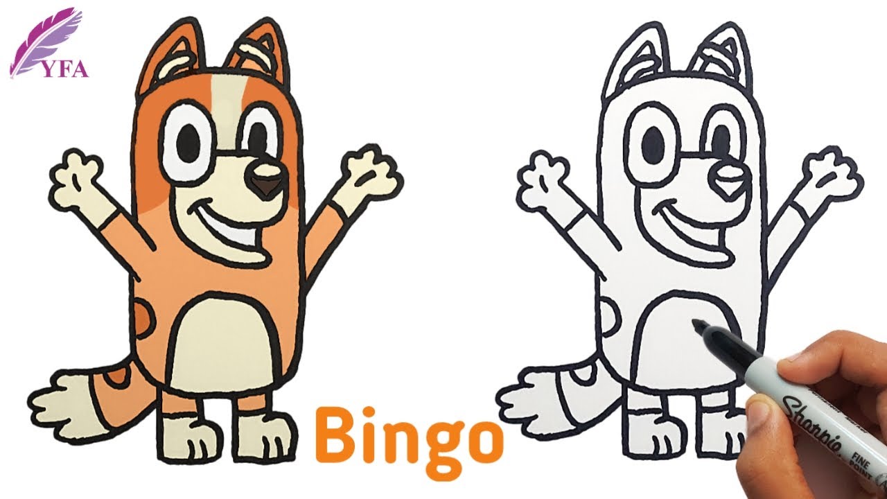 How to Draw Bingo Easy | Cute puppy drawing | Disney | Yaazhini Fine ...