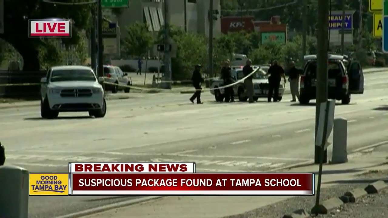 Police clear scene after suspicious package found at Tampa school - YouTube