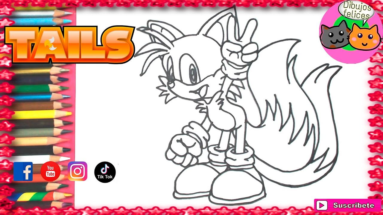 Dibujos🎨de Tails de la pelicula Sonic 2 para colorear Dibujos felices🌈 ...