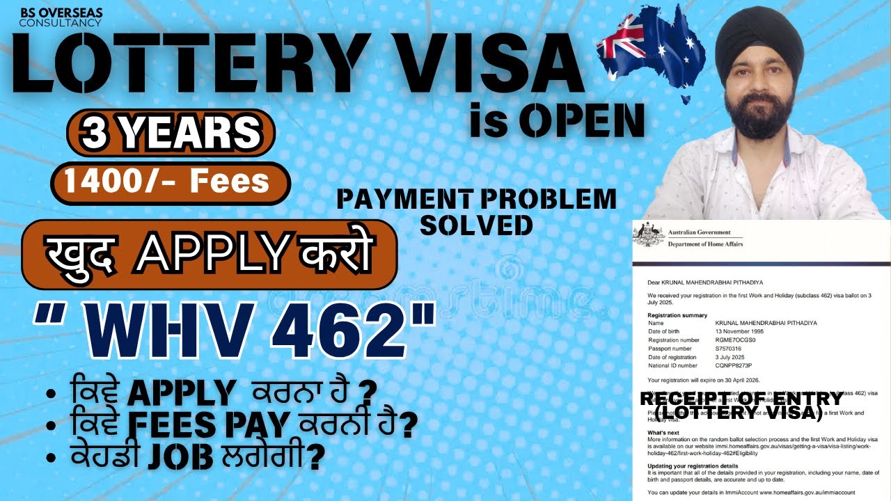 WHV 462 | Full Details Apply | Payment methods, Types of Jobs | 3 years VISA - YouTube