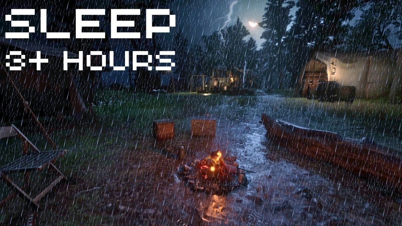 Arthur Sleeping at Campfire – Cozy Rain & Thunderstorm Ambience for ...