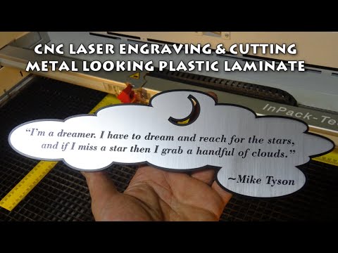 CNC Laser Engraving & Cutting Metal Looking Plastic Laminate - YouTube