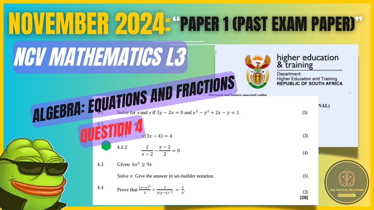 MATHEMATICS L3 (NCV): ALGEBRA | EQUATIONS & FRACTIONS | SUPPLEMENTARY ...