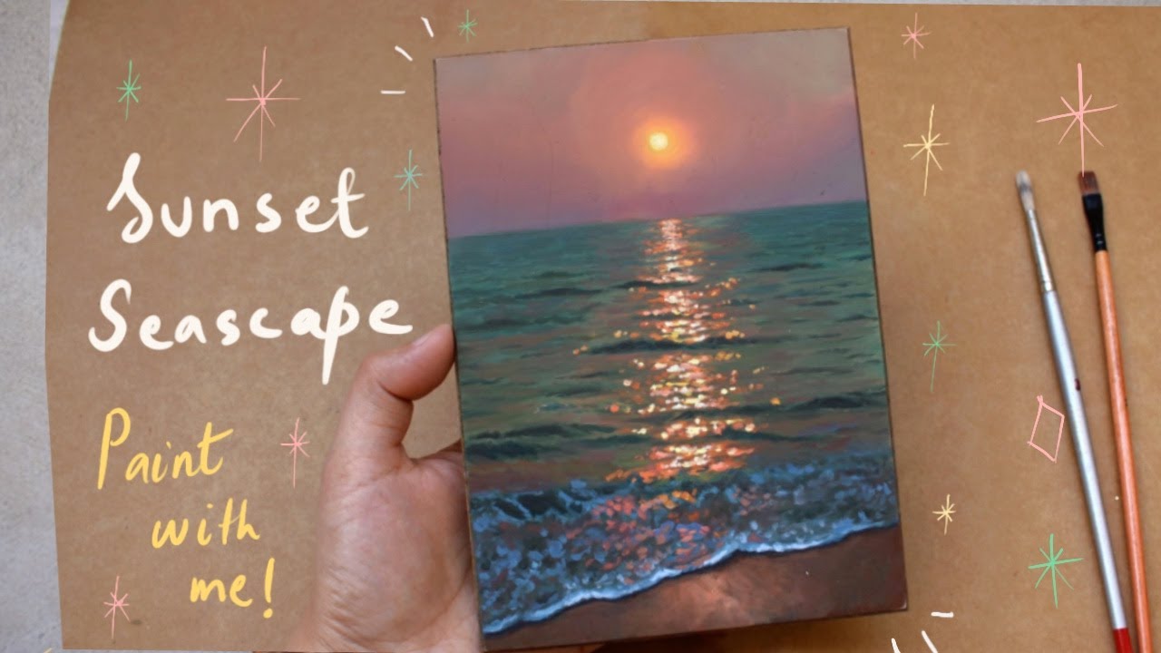 Sunset Seascape Oil Painting Tutorial | Oil painting technique ...