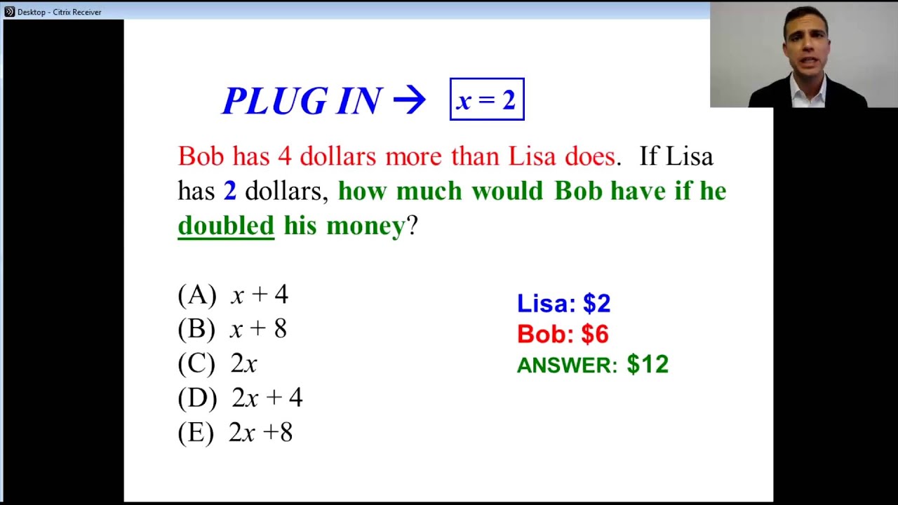 SAT Math: Introduction to Plug In - YouTube