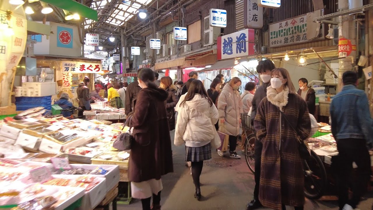 Japan Osaka city walk - Tsuruhashi Fish Market - YouTube