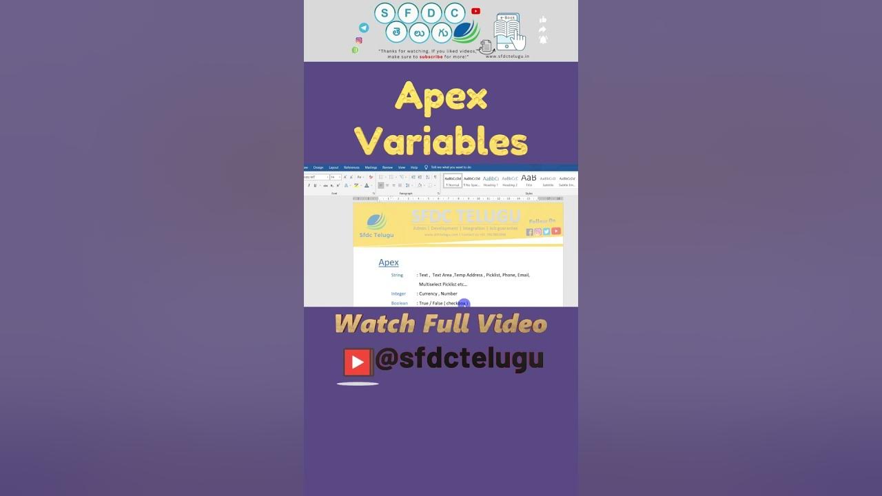 Apex Variables Watch Full Video Youtube