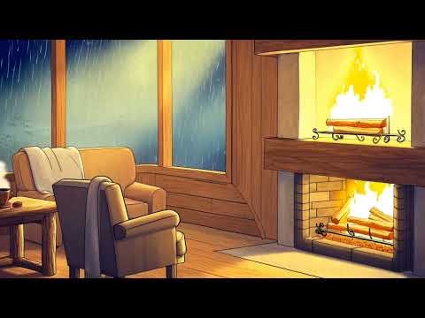 Rahat Kabin ve Şömine (Yağmur ve Kahve/Huzur)Yağmur ve Şömine ASMR! En Sıcacık Kabin Köşesi ☕️🔥#Lofi