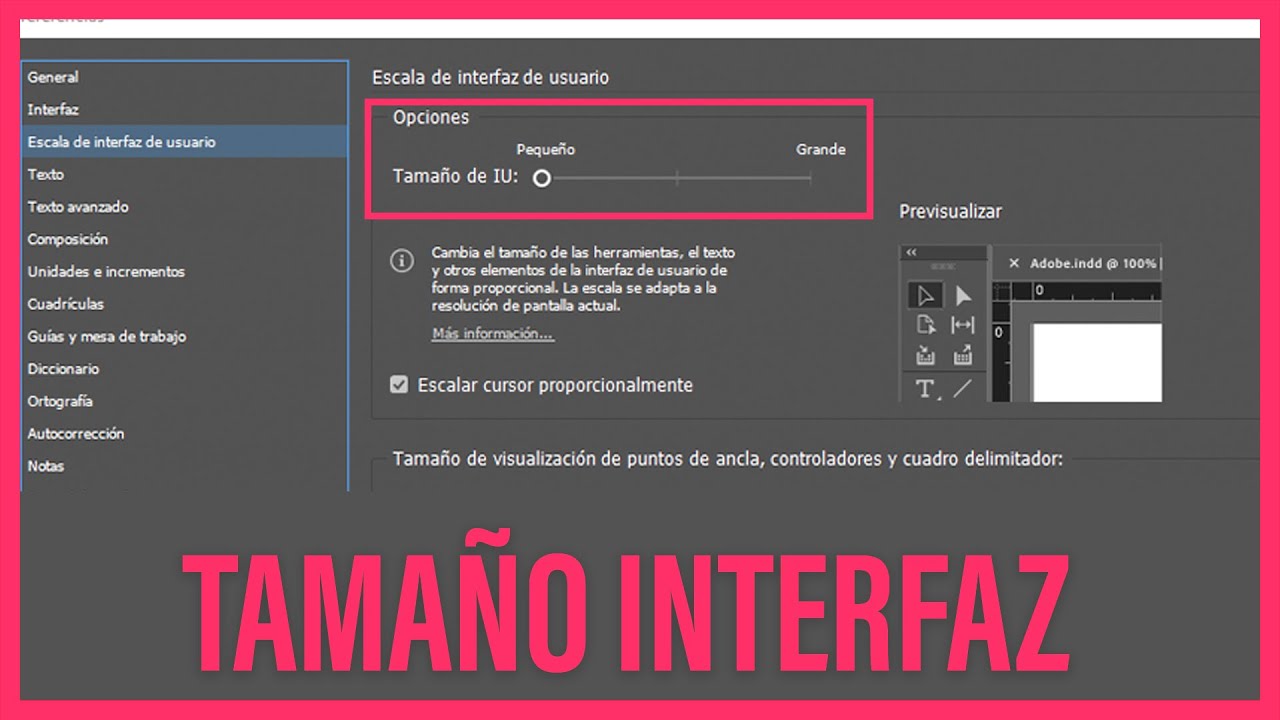 CÓMO AUMENTAR el TAMAÑO de LA INTERFAZ en INDESIGN🔥 - YouTube