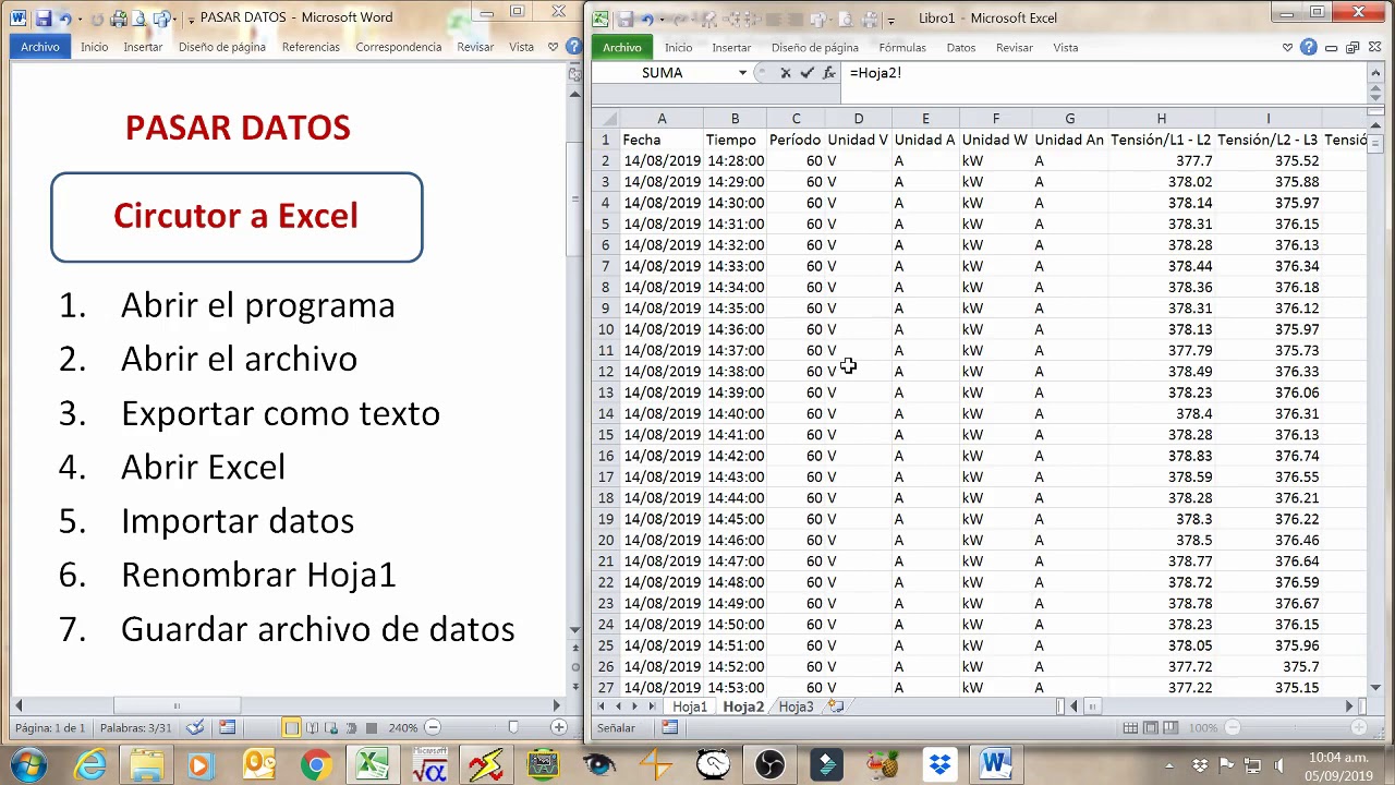 Pasar datos de Circutor a Excel - YouTube