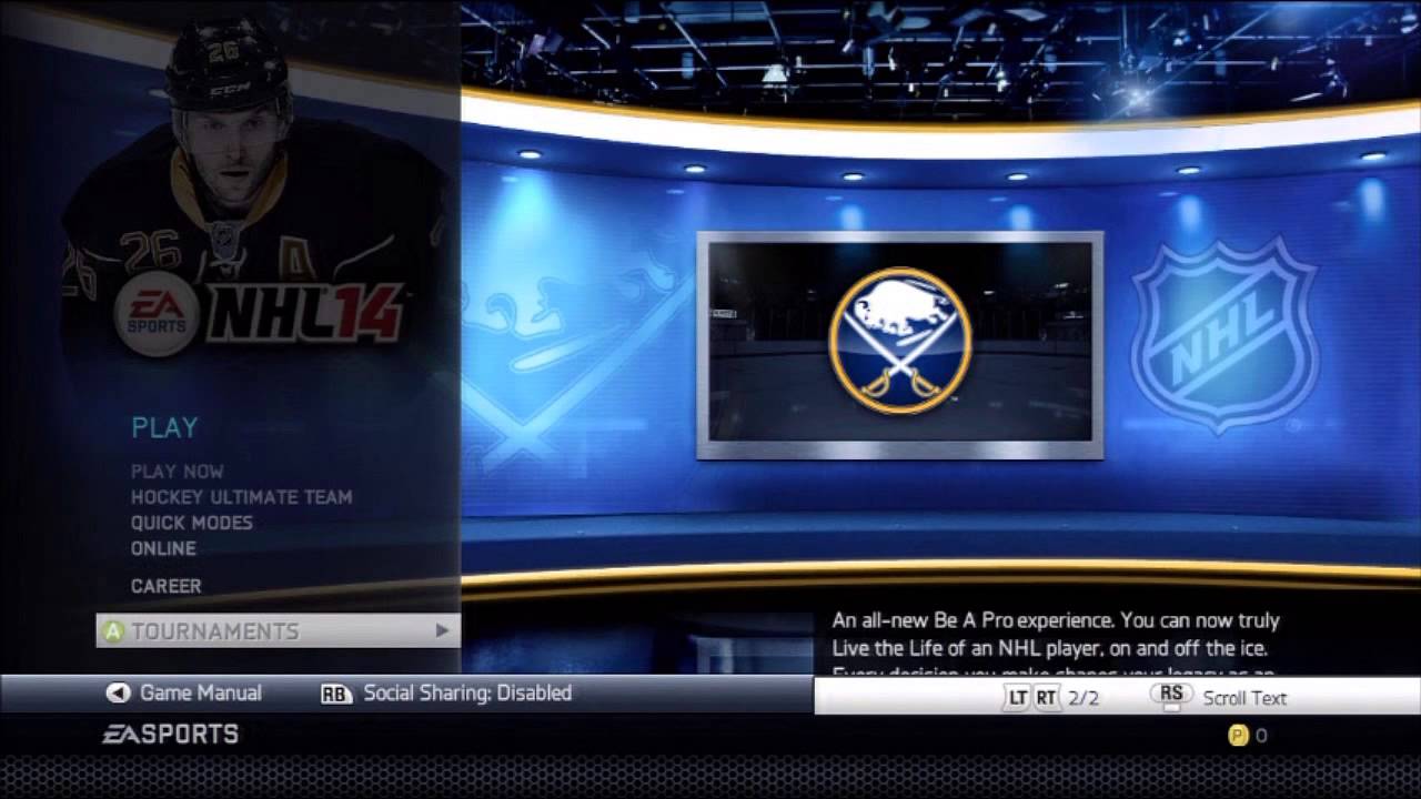 NHL 14 Main Menus And Game Modes - YouTube