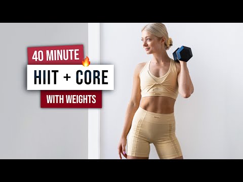 40 MIN KILLER HIIT & CORE Workout - With Weights - Full Body and Abs at Home + Dumbbells