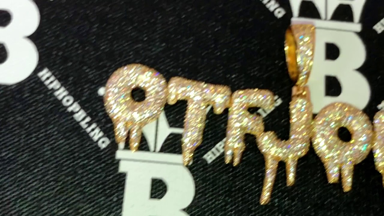 Custom Drip Bubble Name Pendant Bling Bling | Personalized Iced Out ...