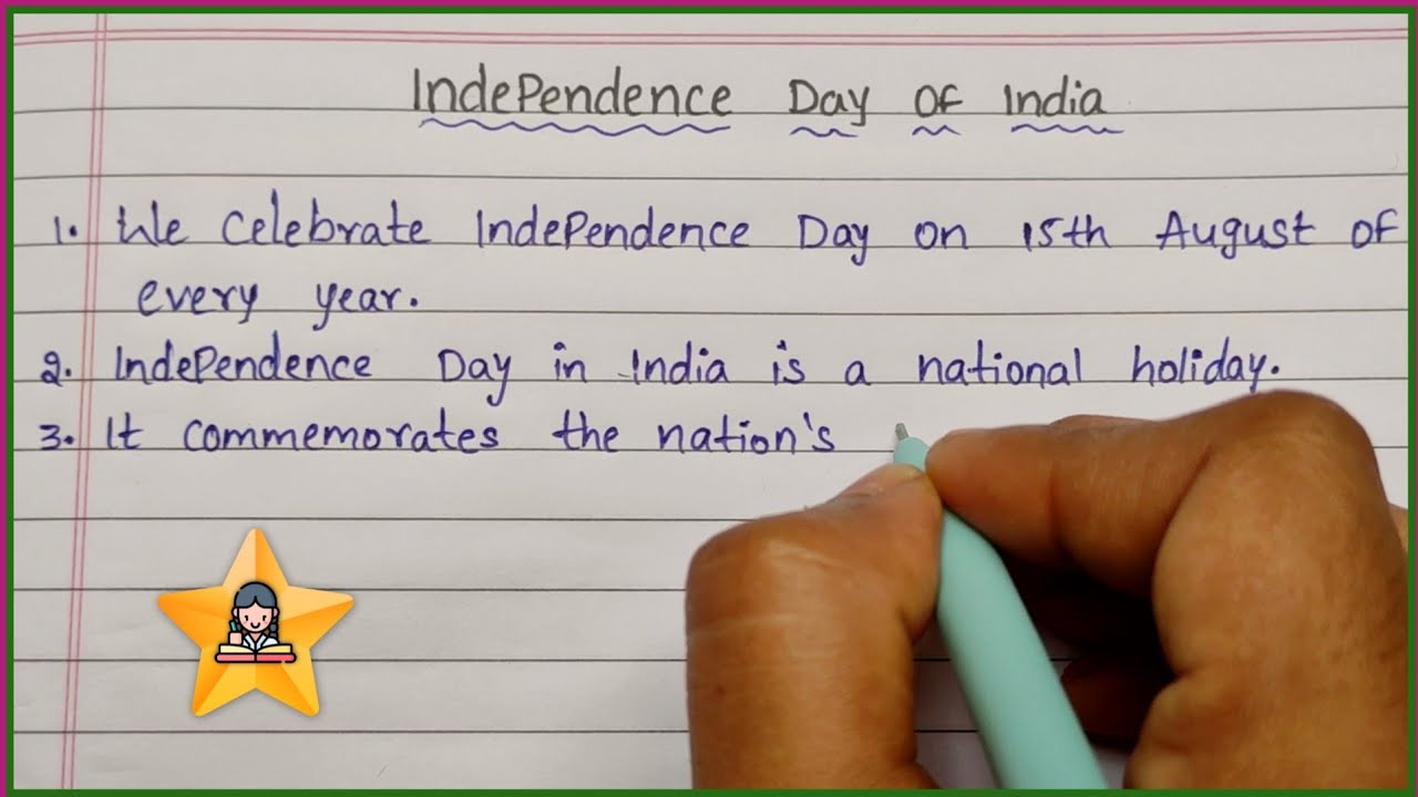 5 Lines Essay On Independence Day in English Writing || Short Essay On ...
