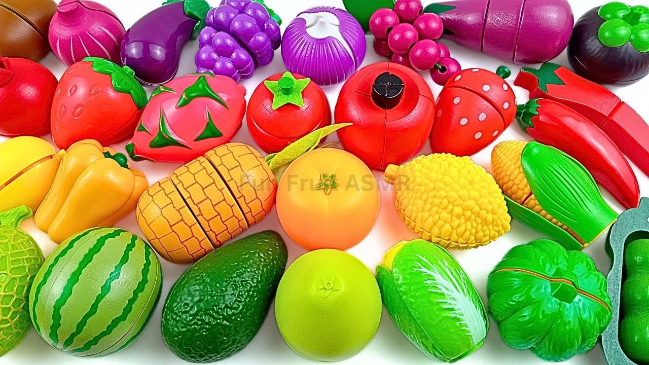 Relaxing Cutting Wooden Avocado Cabbage, Fruits and Vegetables ASMR ...