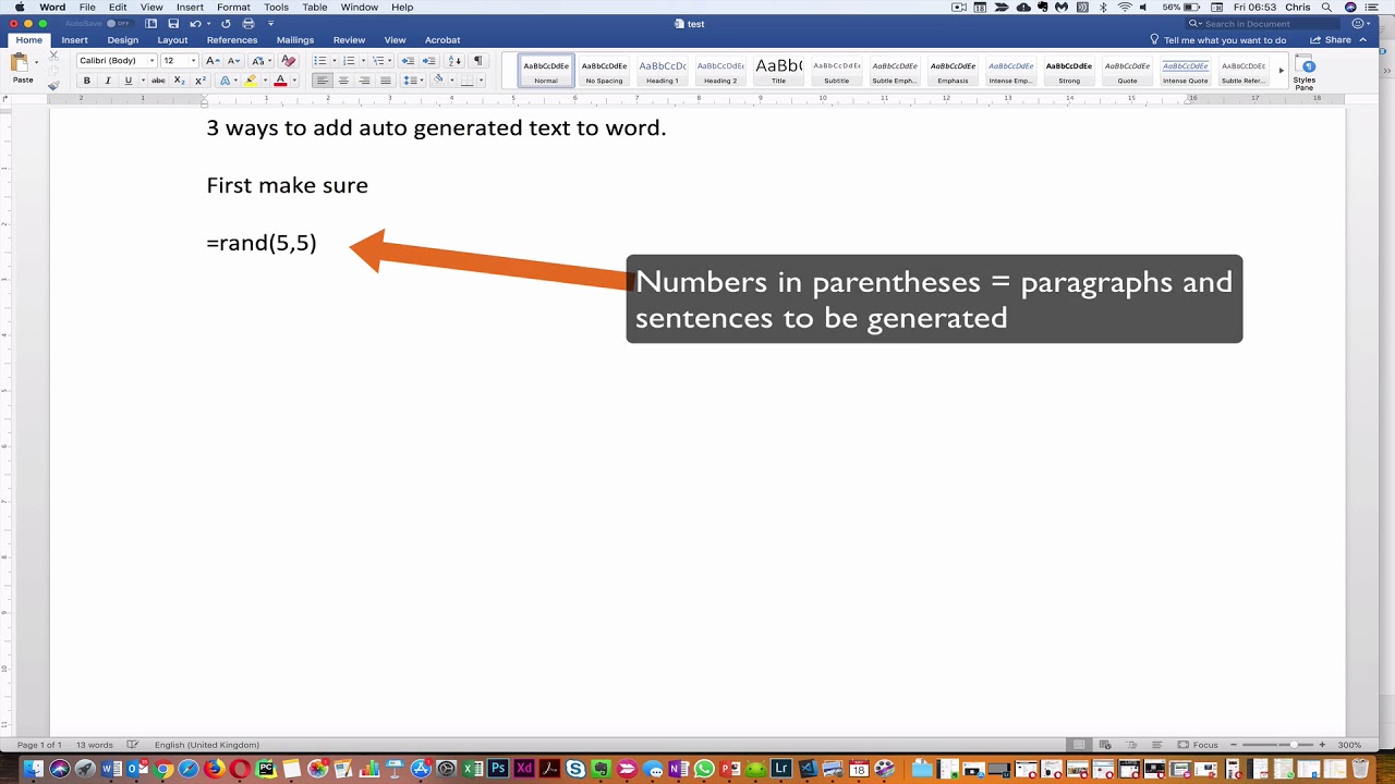 #418 Auto generated text in Word - YouTube