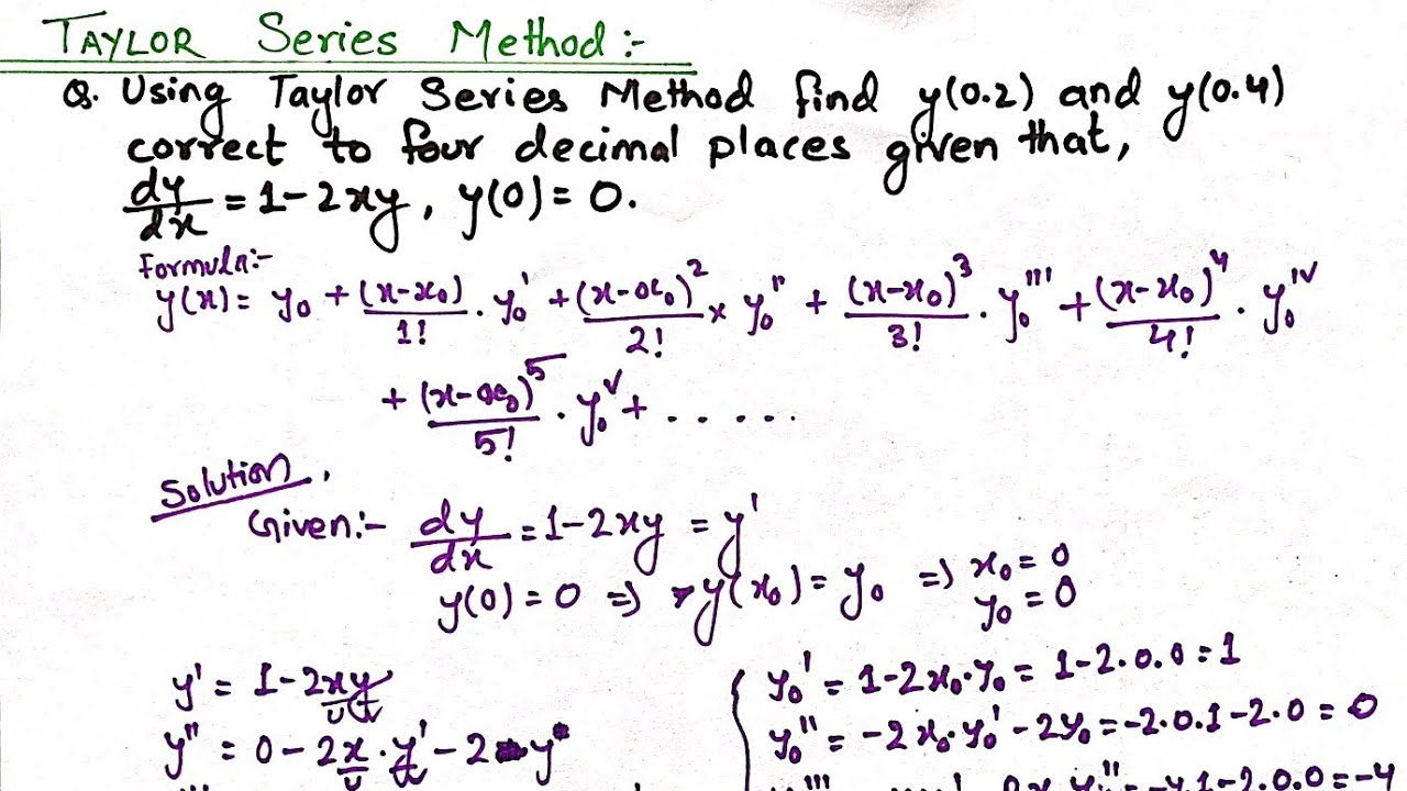 Taylor series method || Taylor series method Numerical analysis - YouTube