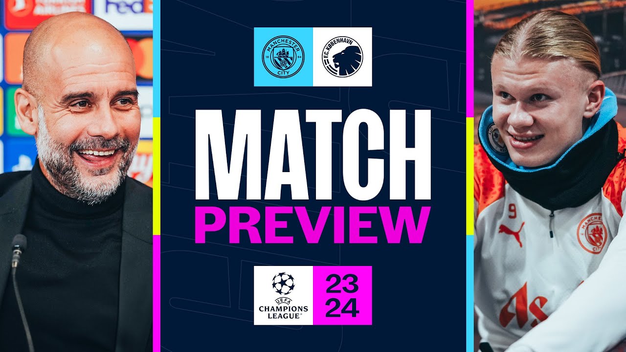 Pep Guardiola & Erling Haaland Press Conference | Man City v Copenhagen ...