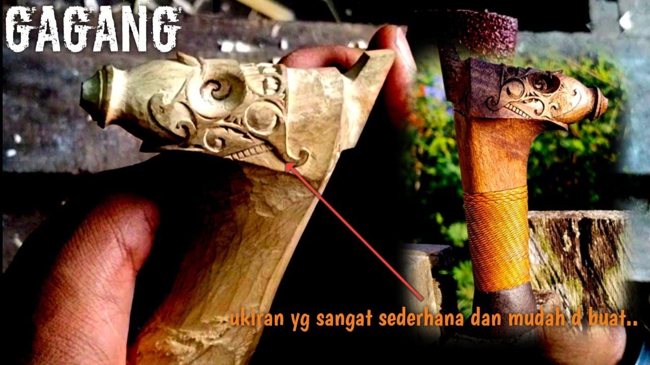 membuat gagang/hulu mandau dengan ukiran yg sangat sederhana #hulu # ...