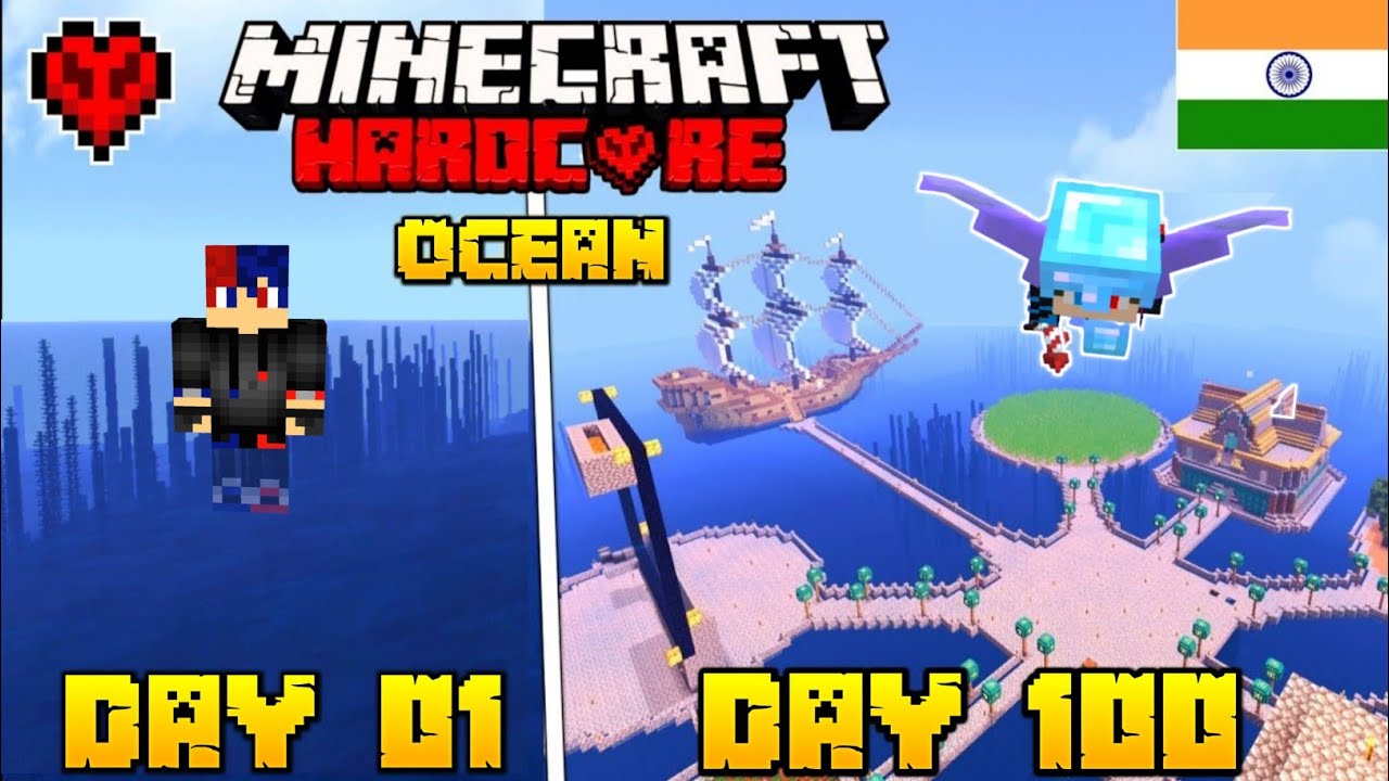 I Survived 100 Days in Ocean Only World in Hardcore Minecraft (Hindi ...