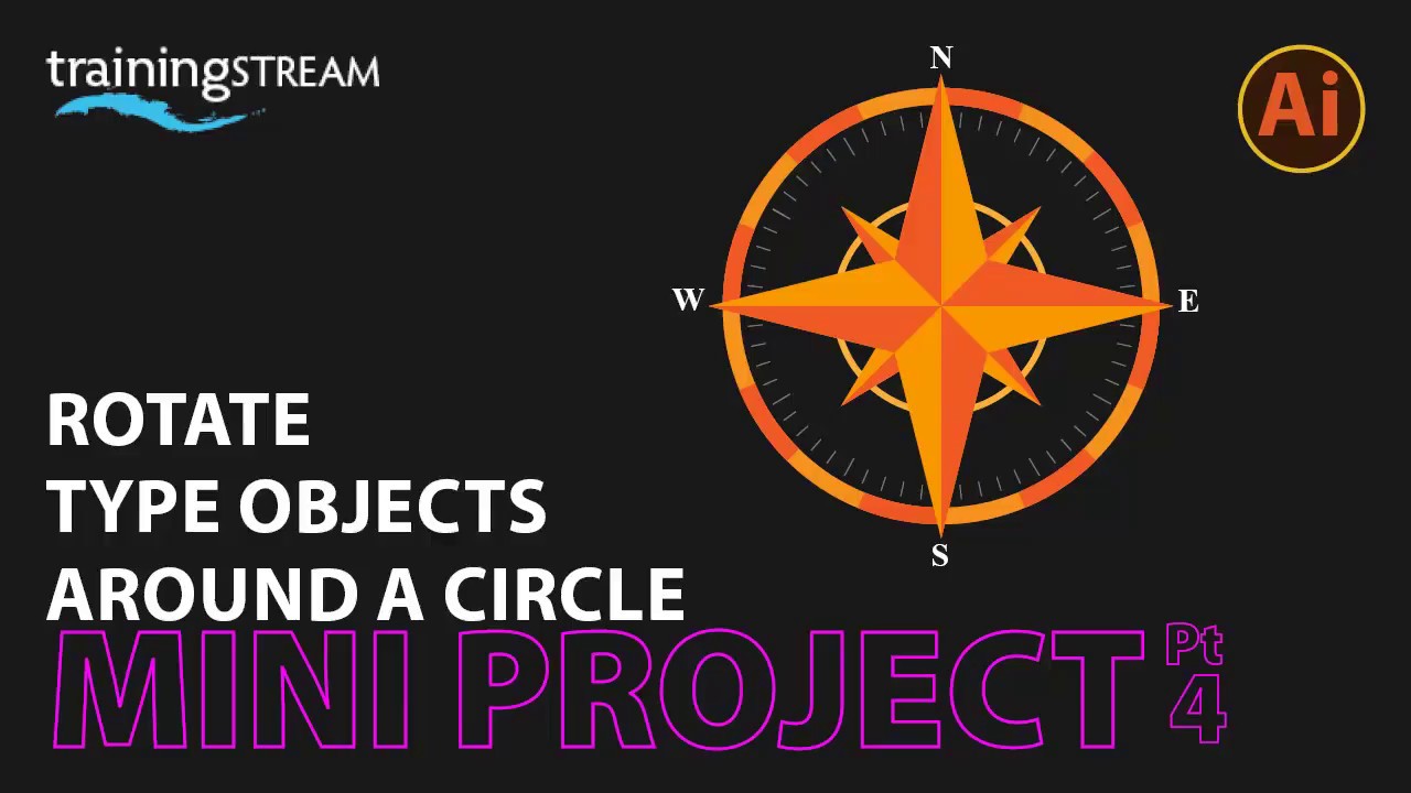 Adobe Illustrator | Type labels for a compass logo rotated around a ...