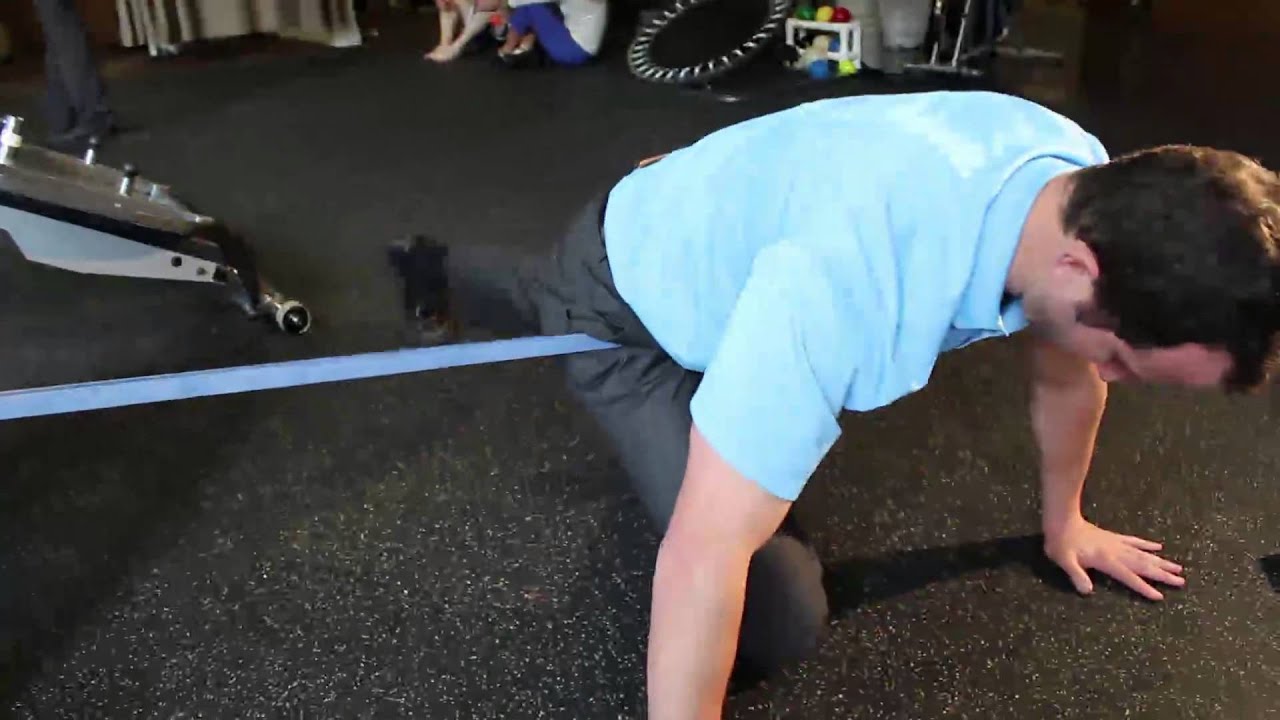 Hip Self-Mobilization w/ Superband: Modified Pigeon or Prone FABER w ...