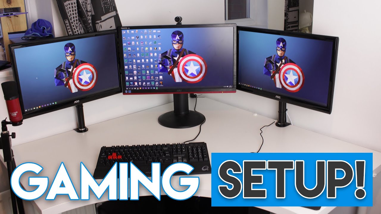 INSANE TRIPLE MONITOR GAMING SETUP 2017! [15 YEAR OLDS BATTLE-STATION ...
