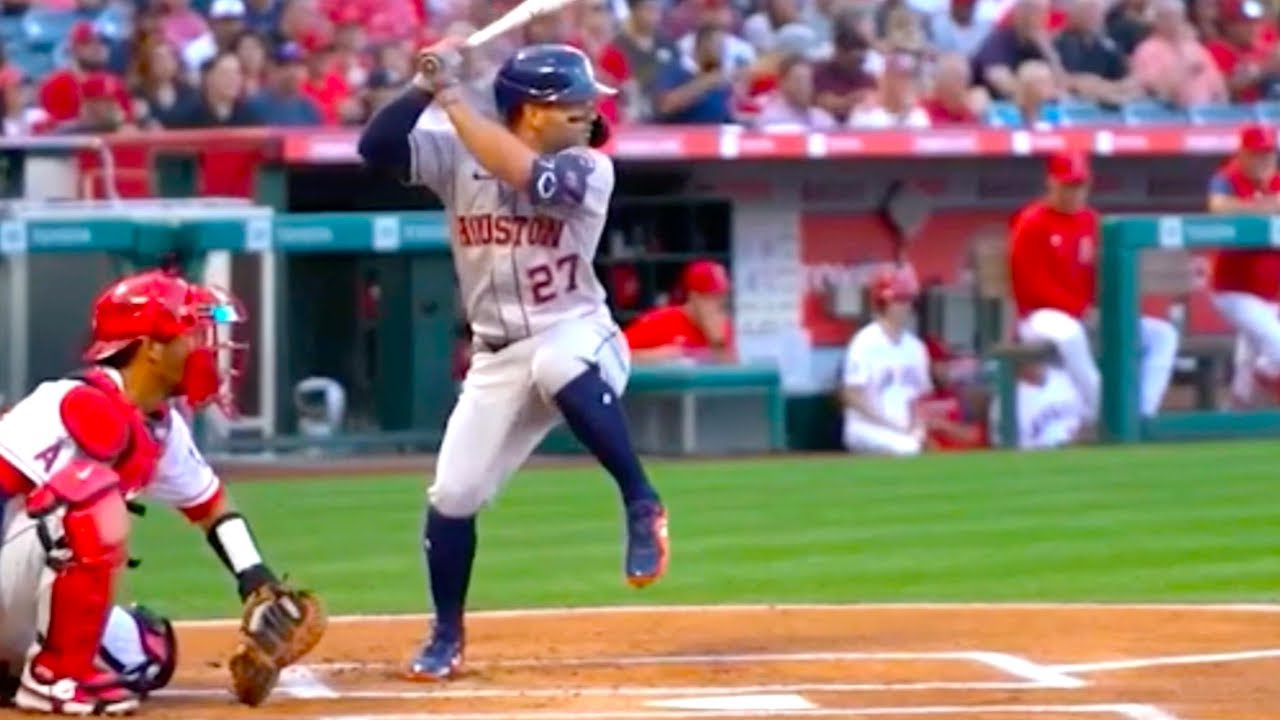 Jose Altuve Slow Motion Home Run Baseball Swing Hitting Mechanics ...