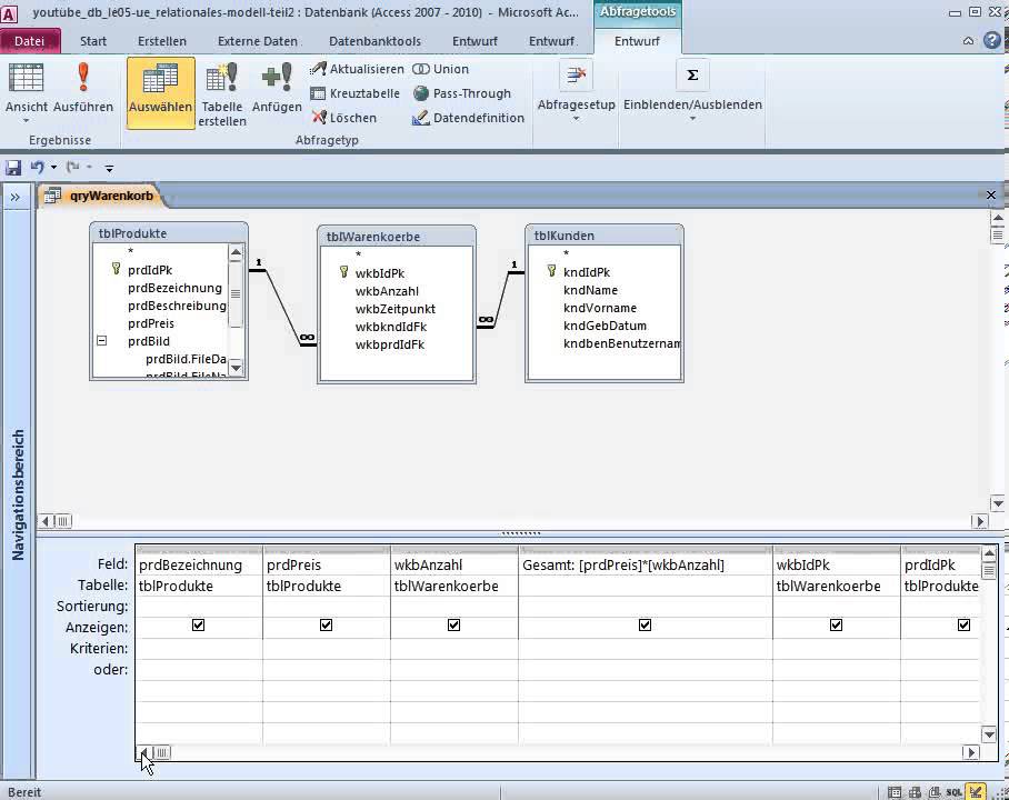 DB05UE09 Datenbanken mit MS Access LE05 Relationales Modell 2 Teil09 ...