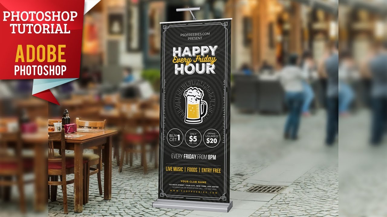 How To Design Professional Roll Up Banner in Adobe Photoshop Tutorial ...