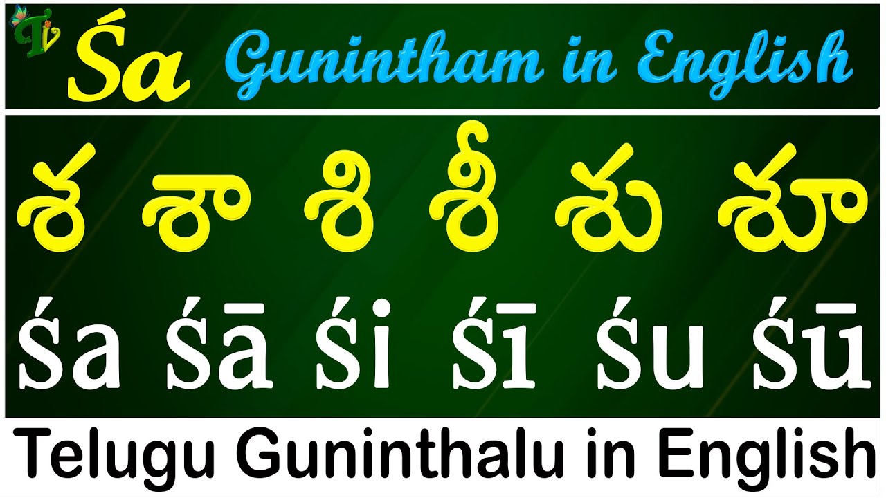 Telugu Guninthalu in English | How to write Sa gunintham | శ గుణింతం ...